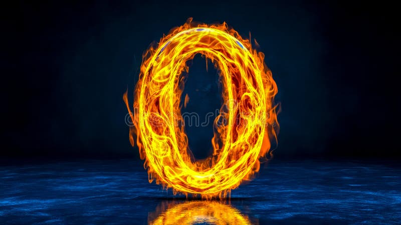 Glowing Molten Glass Number Zero Burning with Intricate Swirls Stock ...