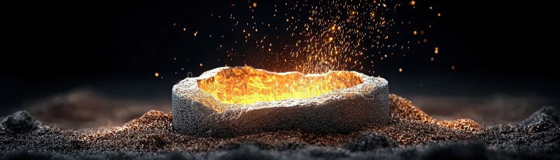 Glowing Molten Lava Effect Emanating from Textured Rock Surface with ...