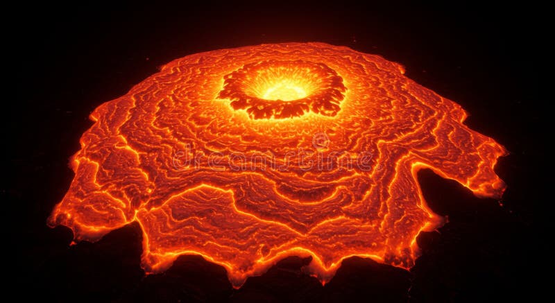 Glowing Molten Lava Volcano Eruption Stock Illustration - Illustration ...
