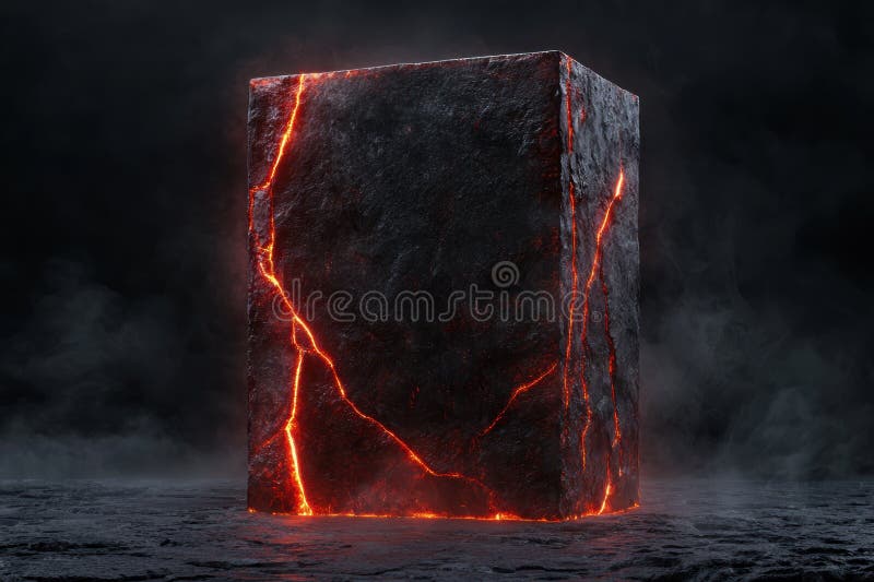 Glowing Molten Rock Cube stock illustration. Illustration of surreal ...