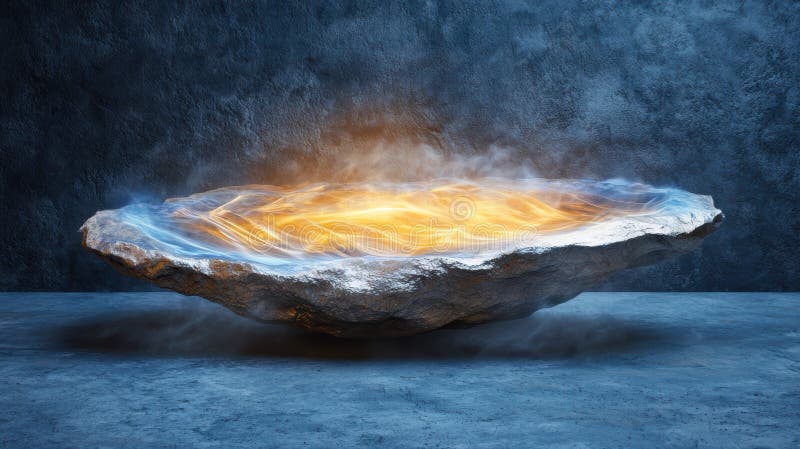 Glowing Molten Rock Formation in Dark Cave Stock Illustration ...