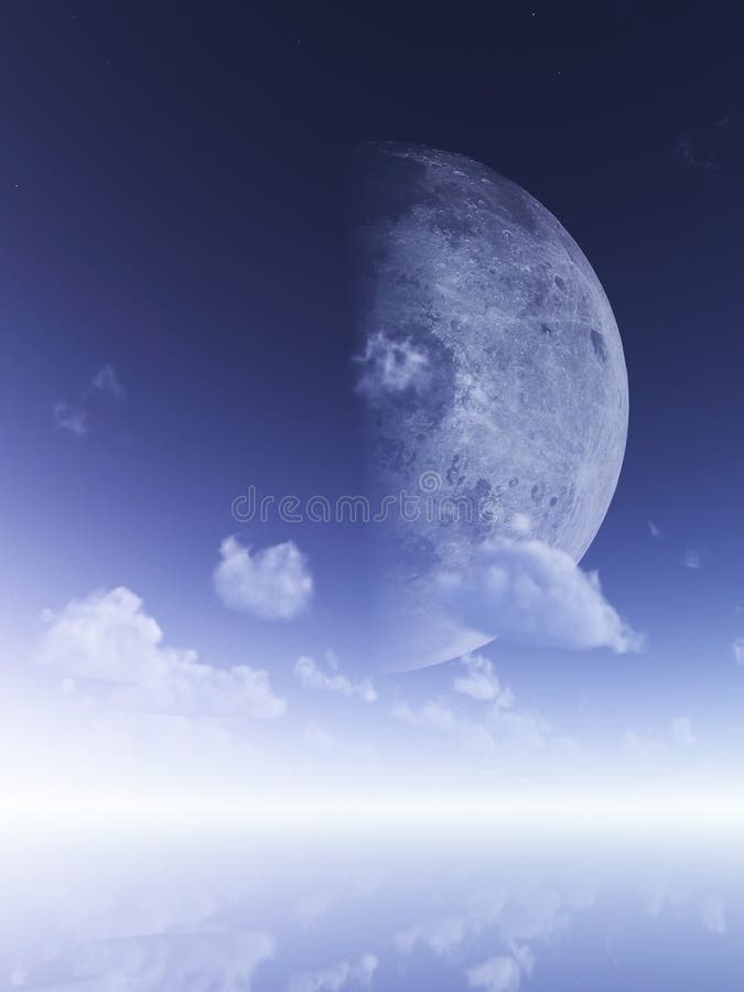Glowing Moon with Stars stock illustration. Illustration of glow - 6452622