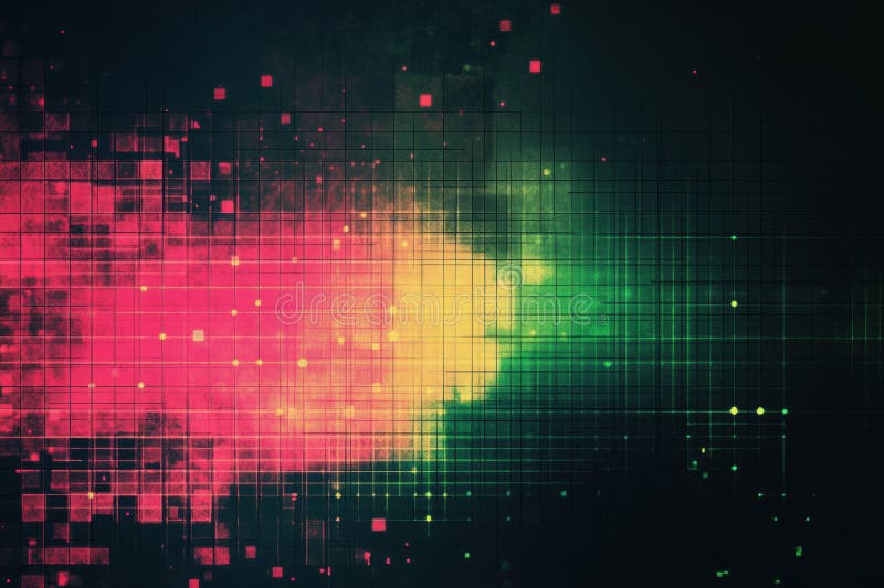 Glowing Mosaic Art with Pixelated Elements in Vibrant Colors Showcasing ...