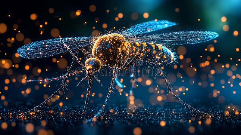 Glowing Mosquito on Sparkling Surface at Night Stock Image - Image of ...