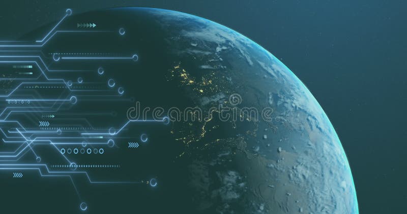 Glowing Motherboard Processing Data Over Planet Earth Stock Video ...