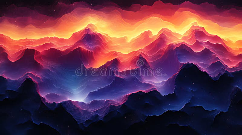 Glowing Mountainscape, Cosmic Background, Digital Art, Website Banner ...