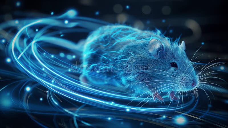 Glowing Mouse with Blue Energy Swirls Stock Image - Image of ethereal ...