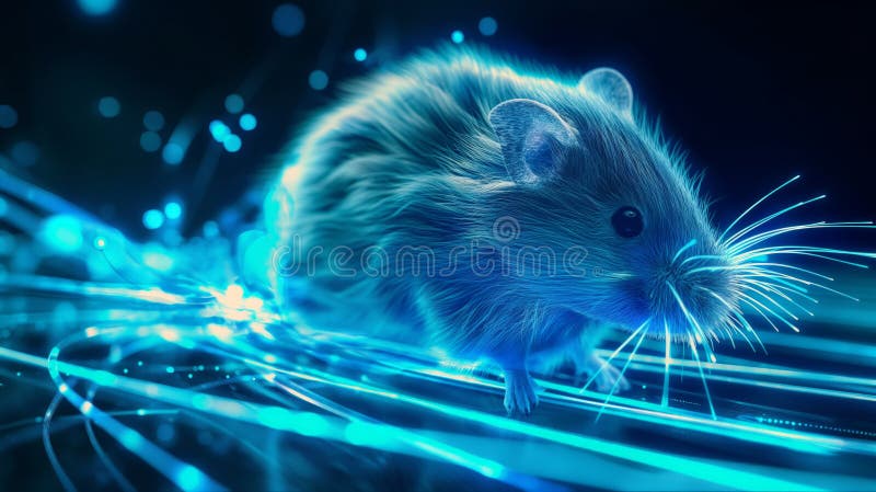 Glowing Mouse in a Futuristic Setting Stock Image - Image of concept ...