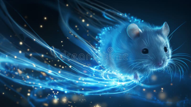 Glowing Mouse in a Magical Blue Aura Stock Image - Image of eyes ...