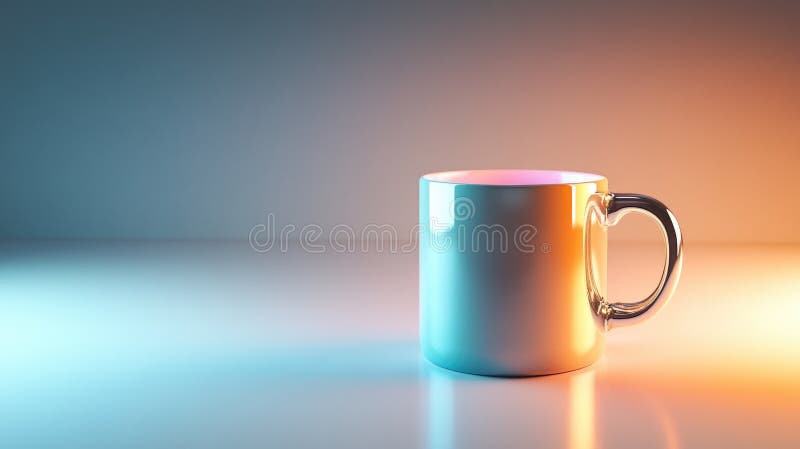 Glowing Mug in Ambient Light on Reflective Surface Stock Photo - Image ...