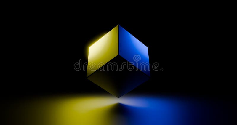 Glowing Multi-colored Luminescent 3D Cube on a Dark Background ...