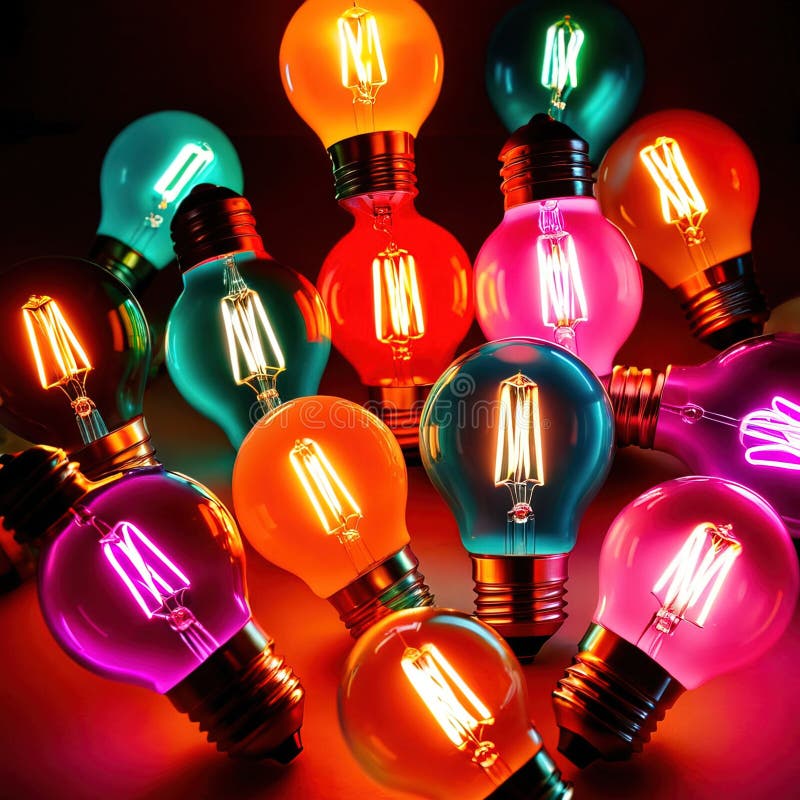 Glowing Multicolored Lightbulbs Indicating Diversity and Creative Ideas ...