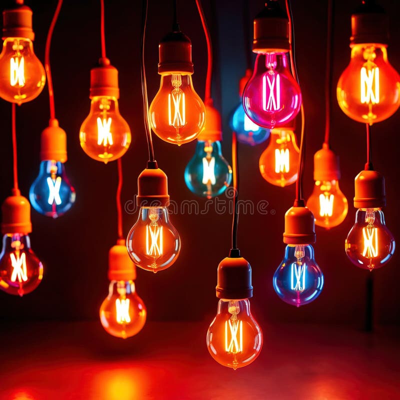 Glowing Multicolored Lightbulbs Indicating Diversity and Creative Ideas ...