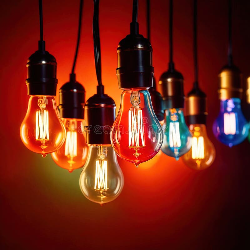 Glowing Multicolored Lightbulbs Indicating Diversity and Creative Ideas ...