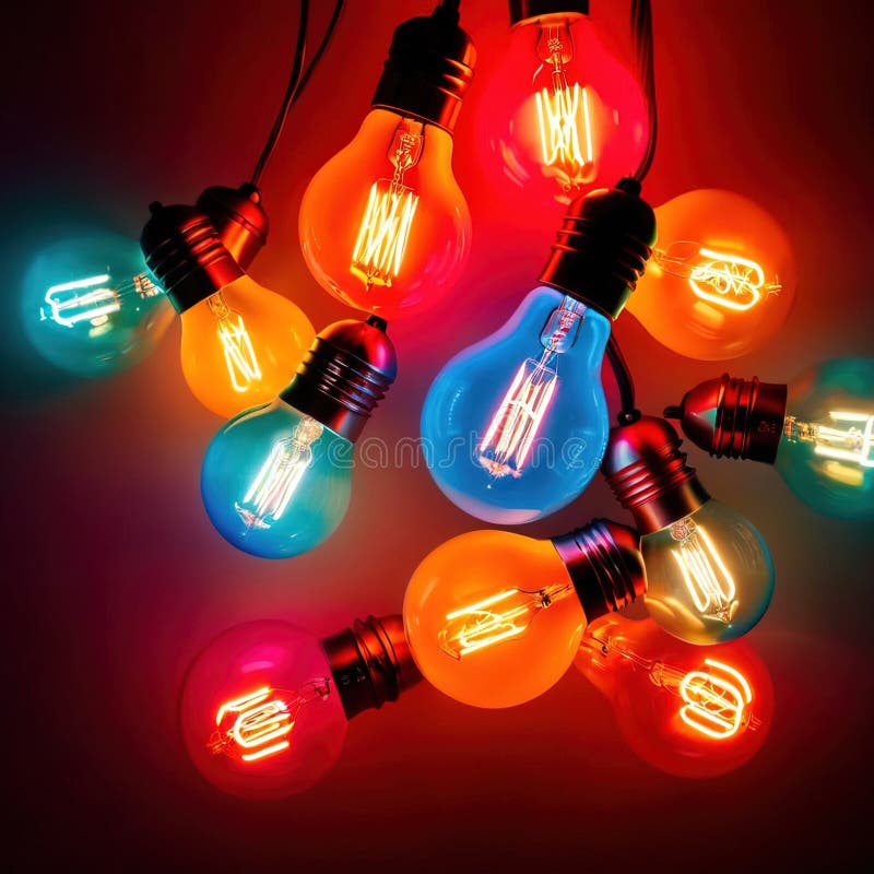 Glowing Multicolored Lightbulbs Indicating Diversity and Creative Ideas ...