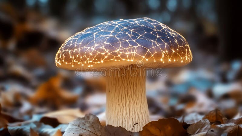 Glowing Mushroom with Network, Forest Floor, Nature, Technology, Bio ...