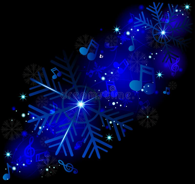 Glowing Music Notes with Winter Snowflakes Stock Vector - Illustration ...