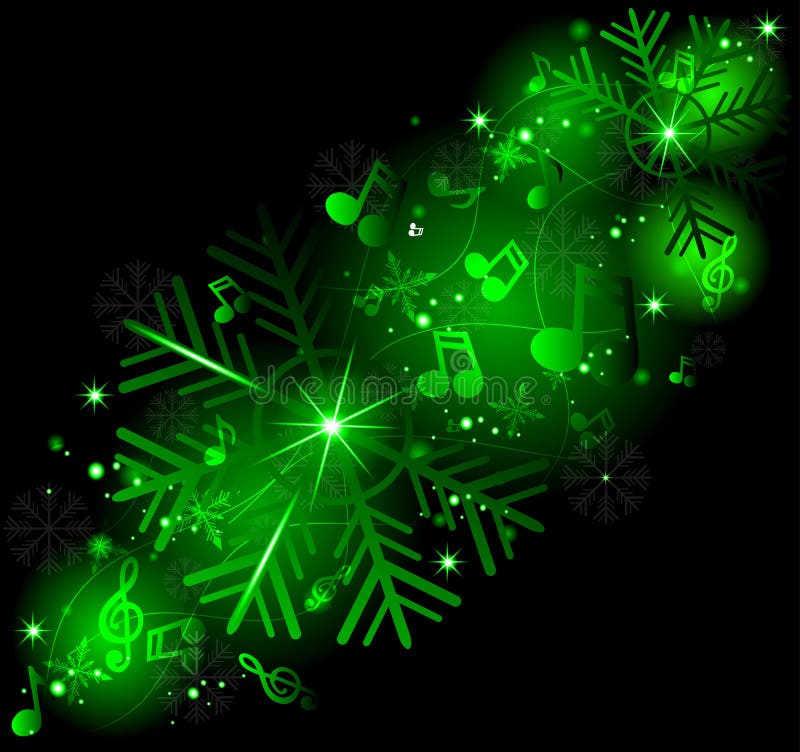 Glowing Music Notes with Winter Snowflakes Stock Vector - Illustration ...