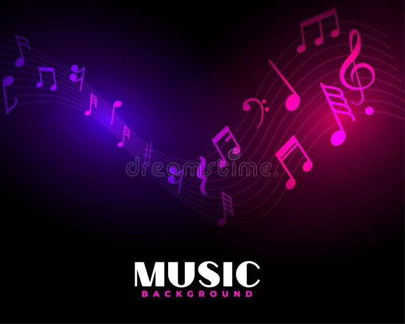 Glowing Musical Note in Pentagram Style for Party or Club Night Stock ...