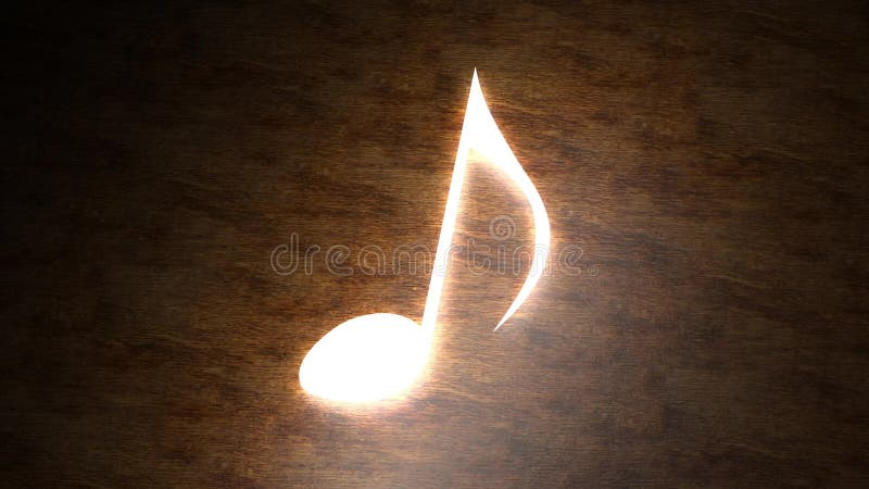 Glowing Musical Note on the Table. the Magic of Music. Note with Rays ...