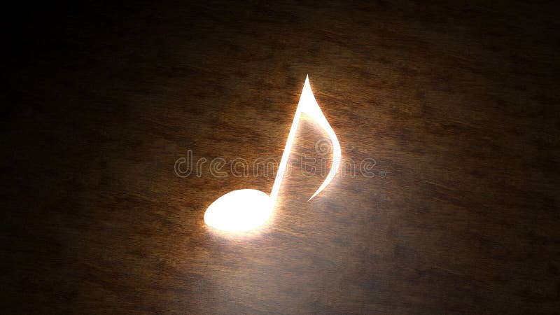 Glowing Musical Note on the Table. the Magic of Music. Note with Rays ...
