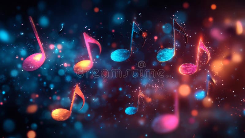 Glowing Musical Notes Abstract Background Stock Illustration ...