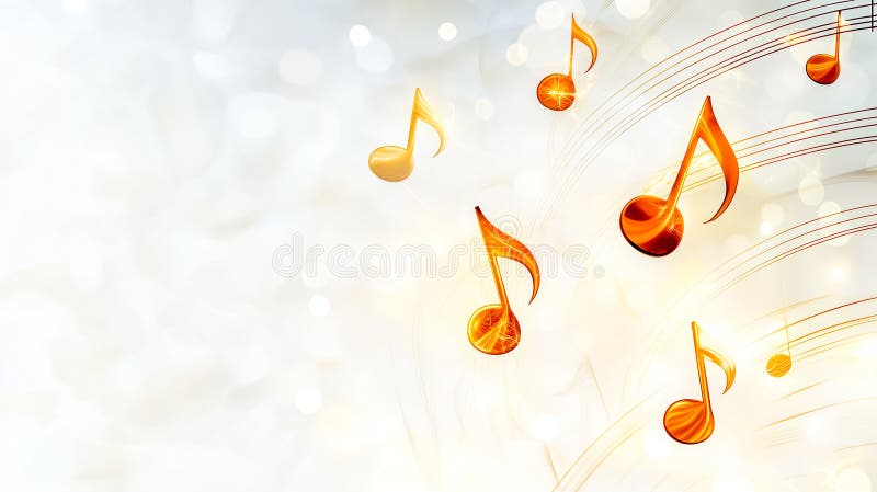 Glowing Musical Notes and Clefs Floating on Light Background Stock ...