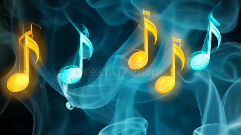 Glowing Musical Notes Dancing in a Cloud of Smoke Stock Video - Video ...