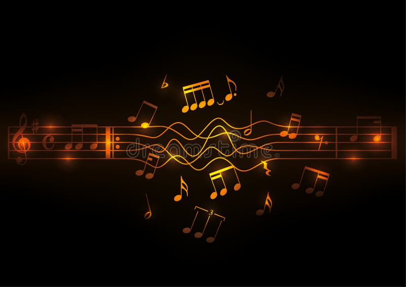 Glowing Musical Notes Design Stock Vector - Illustration of dark ...
