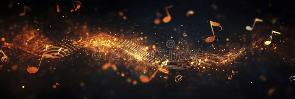 Glowing Musical Notes in Dynamic Flow of Light Stock Illustration ...