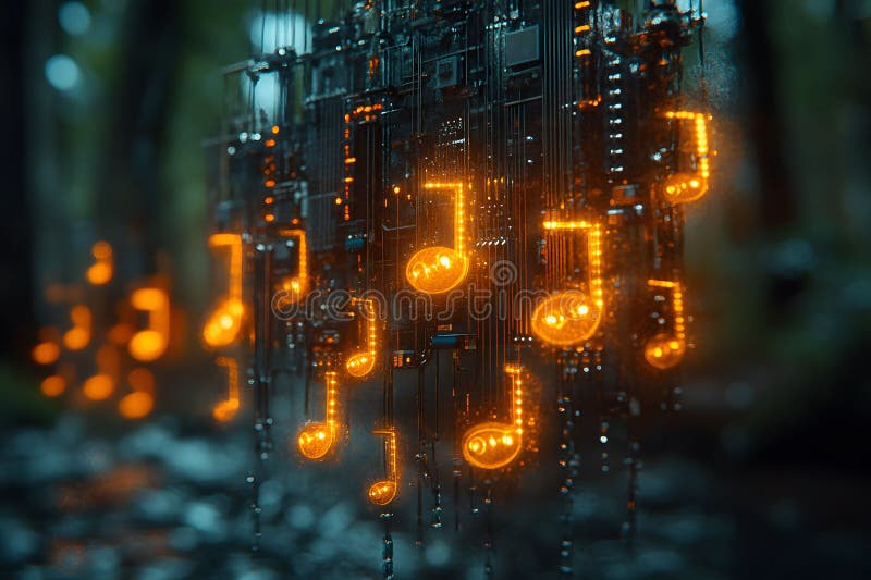 Digital Harmony: Futuristic Music Technology with Glowing Notes in a ...