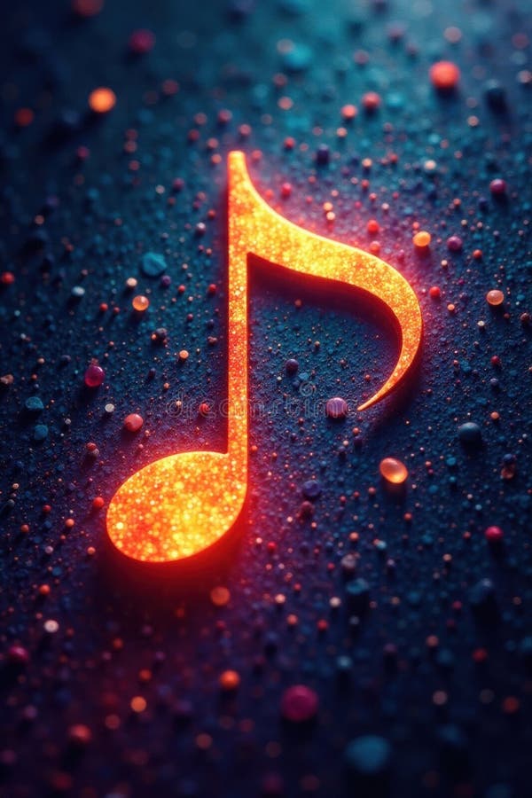 Glowing Musical Notes, Painterly Abstract Texture, White, Brushstrokes ...