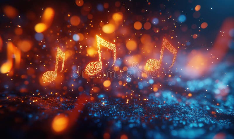 Glowing Musical Notes Sparkling Bokeh Effect Vibrant Colors Stock ...