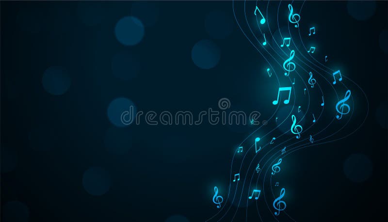 Glowing Musical Pentagram Background with Sound Notes Stock Vector ...