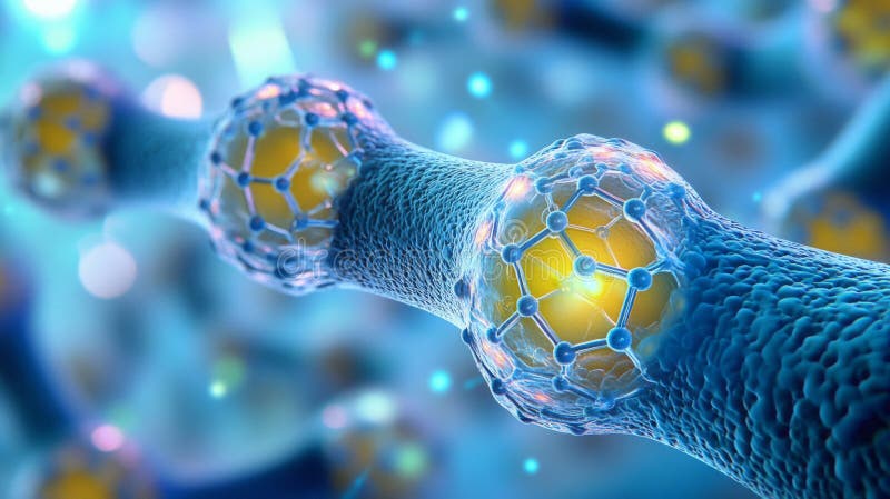 Glowing Nanoparticles Microscopic 3D Render Stock Illustration ...