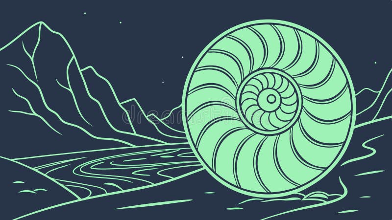 Glowing Nautilus Shell on Dark Rocky Path Vector Art, Vector Design ...