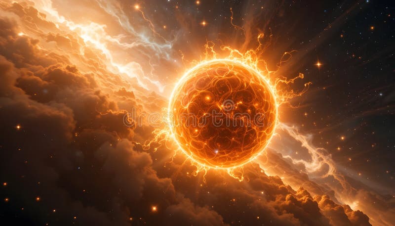 Glowing Nebula Orb with Fiery Plasma and Cosmic Cloudscape Effect Stock ...