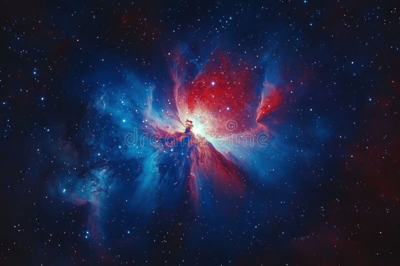 Glowing Nebula in Vivid Red and Blue Cosmic Art for Imaginative Designs ...
