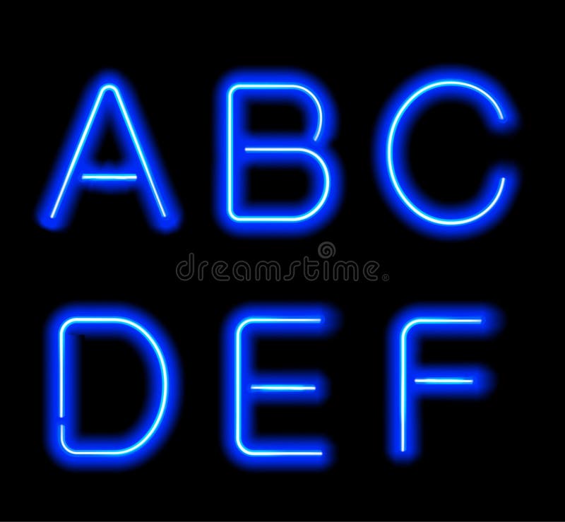 Glowing Neon Alphabet. stock vector. Illustration of alphabet - 103894310