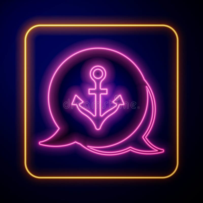 Glowing Neon Anchor Icon Isolated on Black Background. Vector Stock ... Glowing Neon Anchor Icon Isolated on Black Background. Vector Stock ...