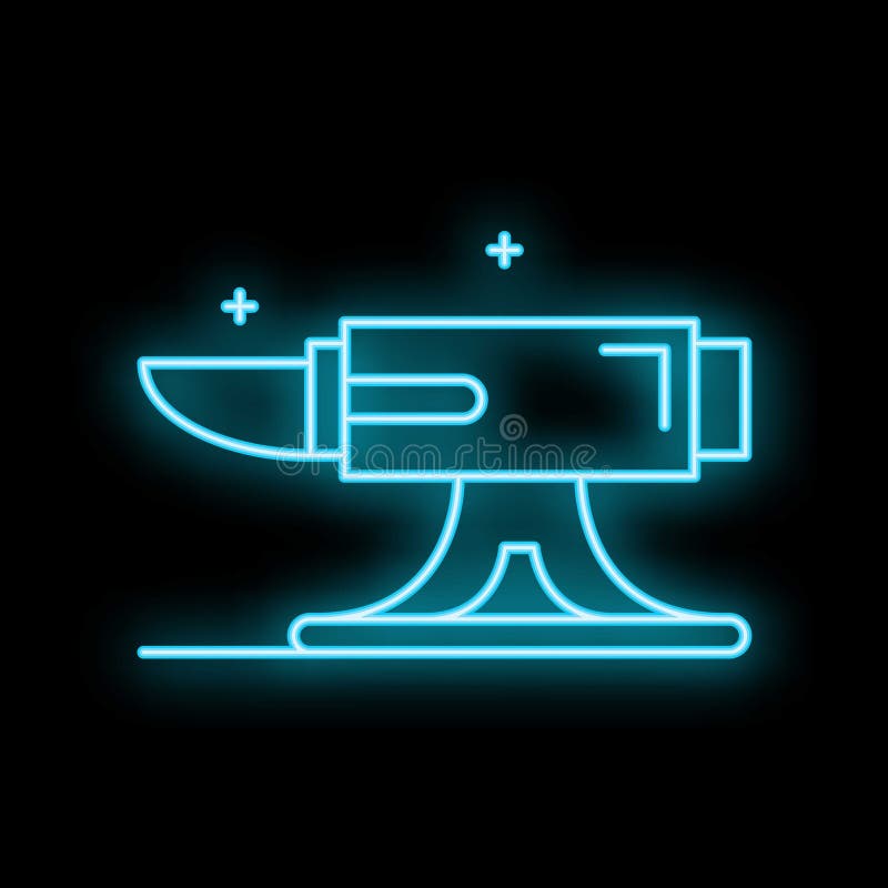 Glowing Neon Anvil Icon on Dark Background Representing Blacksmithing ...