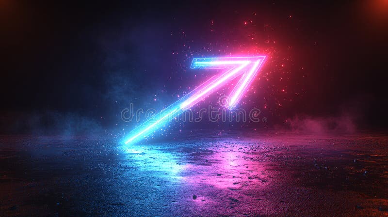 Glowing Neon Arrow Symbolizing Progress and Growth in Vibrant Blue and ...
