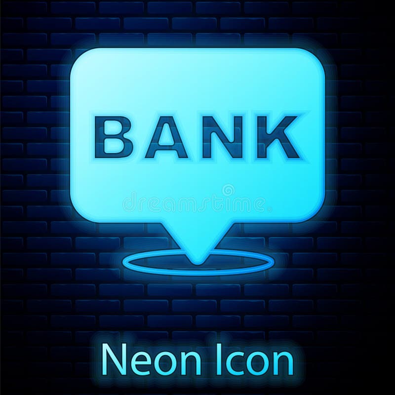 Neon Bank Building Icon. Glowing Neon Bank Sign, Outline Government or ...