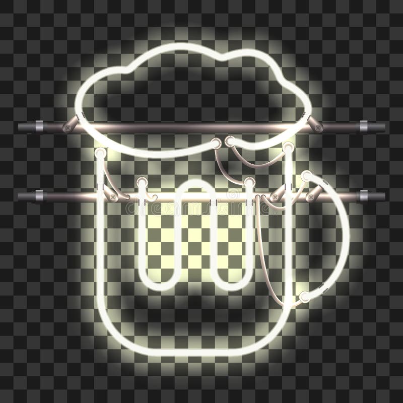 Glowing Neon Bar Sign in Form of Beer Mug Stock Vector - Illustration ...
