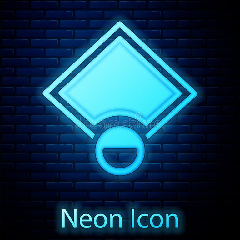Glowing Neon Baseball Field Icon Isolated on Brick Wall Background ...