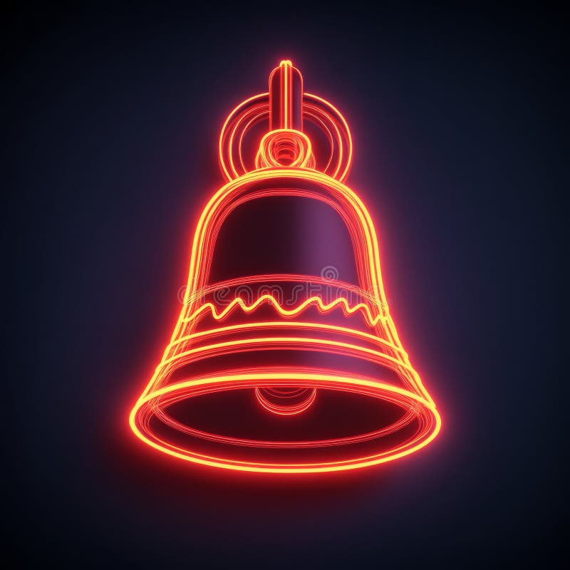 Glowing Neon Bell Sign Dark Background Stock Photos - Free & Royalty ...