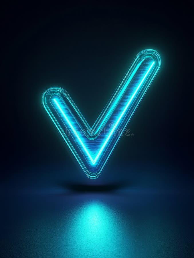 Check Mark Icon Glowing Blue Confirmation Symbol Stock Photos - Free ...