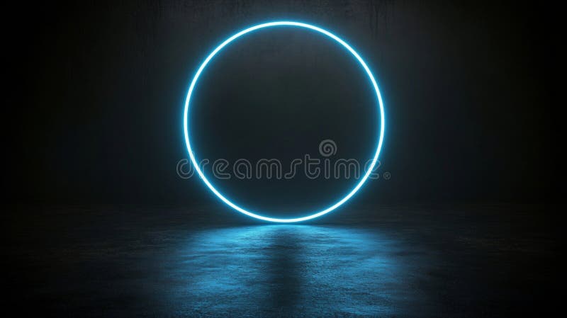 Glowing Neon Blue Circular Shape on Dark Gradient Background with ...