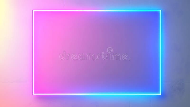 Glowing Neon Blue Rectangular Frame, Abstract Light Effect White ...