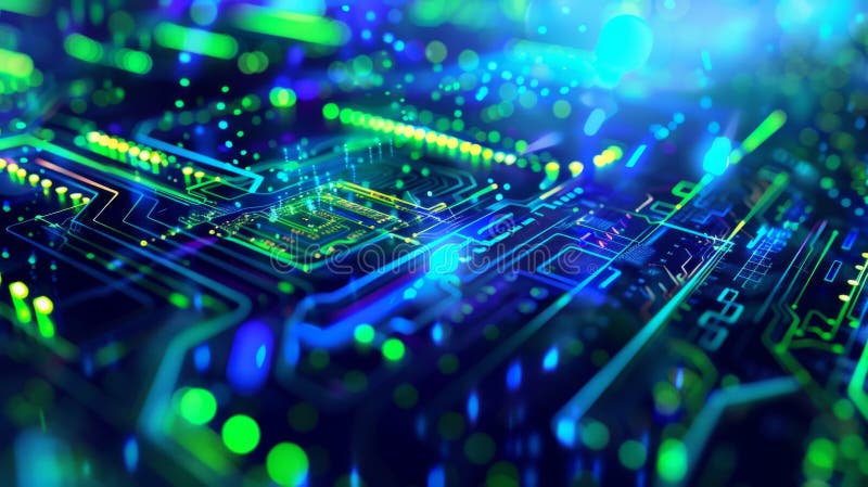 Glowing Neon Blue Techno Music Background with Vibrant Circuitry Design ...